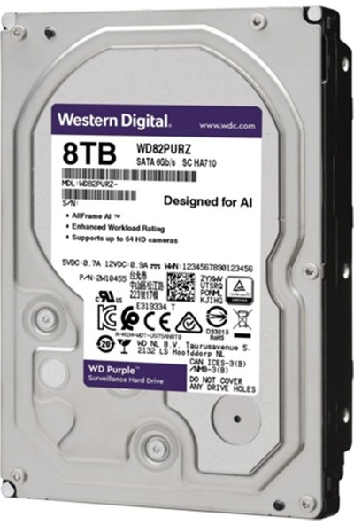 WD Purple WD82PURZ 8 Tb Sata 6gb/s 7/24 Güvenlik Harddisk WD Purple WD82PURZ 8 Tb Sata 6gb/s 7/24 Güvenlik Harddisk