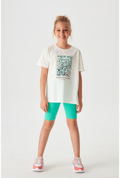 Karia Kids Kız Çocuk Bisikletçi Tayt ve Salaş Tshirtlü Takım