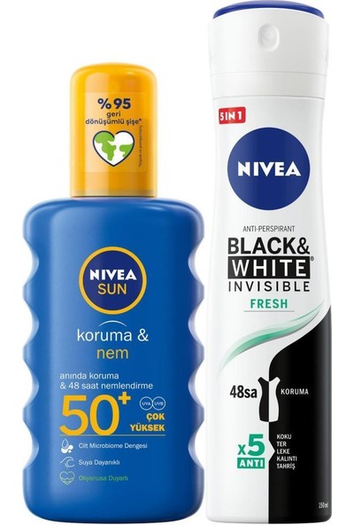 Nivea Güneş Koruyucu & Nemlendirici Sprey Gkf 50 200 ml + B&w Fresh Kadın Deo 150 ml Nivea Güneş Koruyucu & Nemlendirici Sprey Gkf 50 200 ml + B&w Fresh Kadın Deo 150 ml