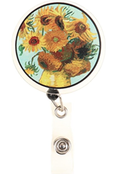Çetin Accessories Van Gogh Çiçek Tasarım Pleksi Yoyo Yaka Kartlık