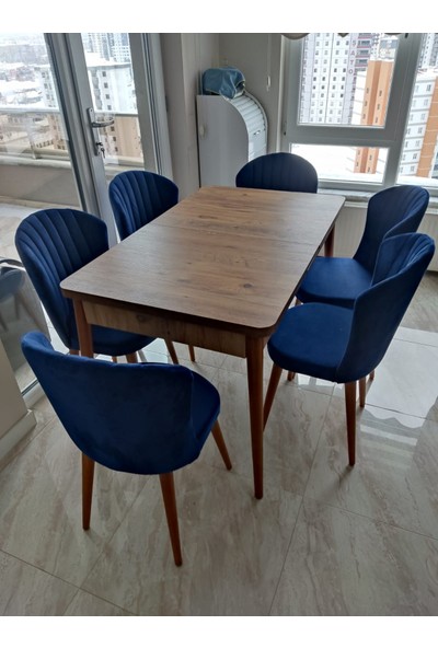 1453 Home 1453HOMEBEGONYA Açılır Yemek Masası 6 Sandalyeli Ahşap Desen-Begonya Mavi Sandalyeli 1453 Home 1453HOMEBEGONYA Açılır Yemek Masası 6 Sandalyeli Ahşap Desen-Begonya Mavi Sandalyeli