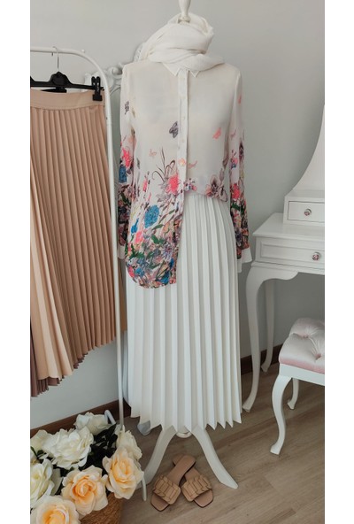 Aslı Akın Butik Krep Plise Etek Aslı Akın Butik Krep Plise Etek