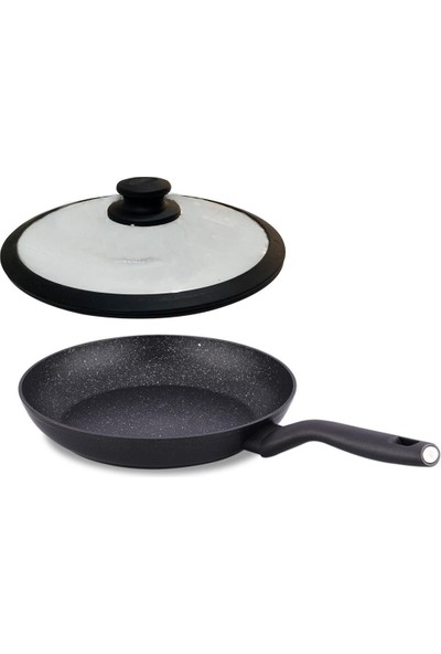 Korkmaz A2946 Nora Granit Tava 24 cm Cam Kapaklı