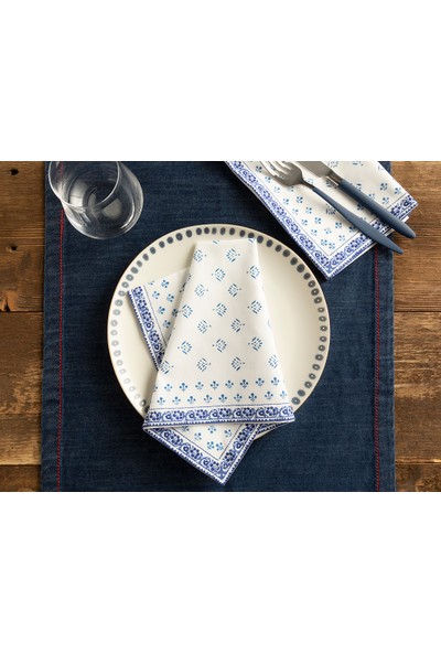 English Home Braid Dots Pamuk 2'li Misafir Peçetesi 40 x 40 cm Mavi - Lacivert English Home Braid Dots Pamuk 2'li Misafir Peçetesi 40 x 40 cm Mavi - Lacivert