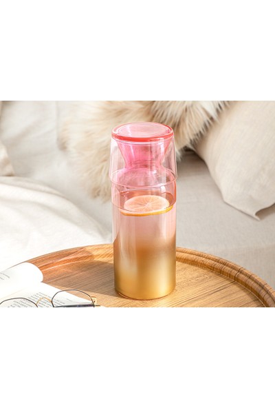 Armo Cam Başucu Sürahi 700 ml Pembe Gold