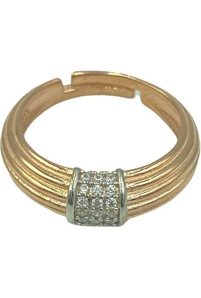 Best My Silver Kadın Gümüş Çift Renkli Vintage Yüzük