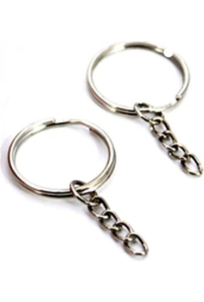 Metalik Gri Zincirli Anahtarlık Halkası 2,5 cm 100 Adet