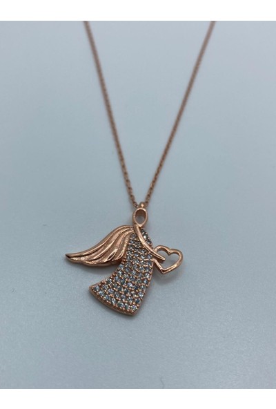 Renkli Gümüş 925 Ayar Gümüş Kalpli Taşlı Melek Kolye Renkli Gümüş 925 Ayar Gümüş Kalpli Taşlı Melek Kolye
