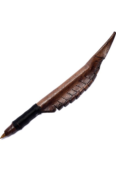 Hakiki Deri Kaplama Özel El İşçiliği Konsept Hediyelik Tükenmez Kalem Kahverengi valeo220