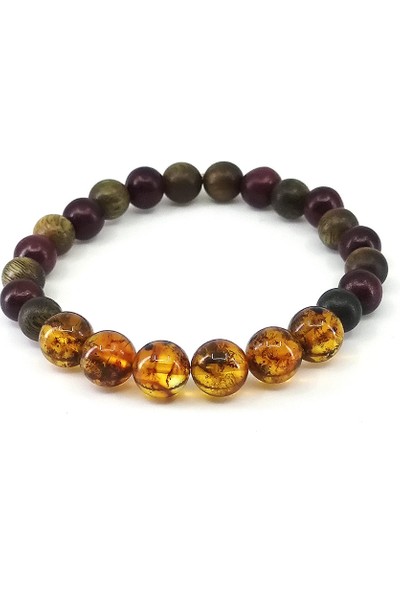 Vetesbih Damla Kehribar Ağaç Karması Özel Tasarım Bileklik