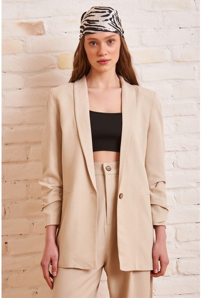 Never More Tek Düğmeli Keten Ceket