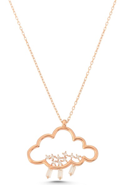 Lemonfoni 925 Ayar Gümüş Zirkon Taşlı Bulut Tasarım Kolye