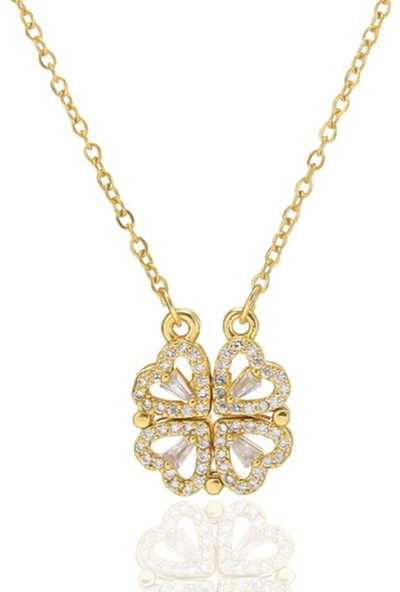 Alp Collection Sarı Yonca Mıknatıslı Zirkon Taş Çelik Paslanmaz Zincir Kolye Takı Alp Collection Sarı Yonca Mıknatıslı Zirkon Taş Çelik Paslanmaz Zincir Kolye Takı