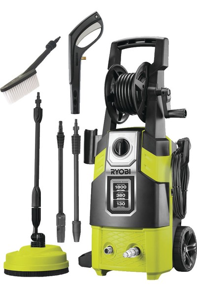 Ryobi Basınçlı Yıkama Makinesi Elektrikli 130 Bar 1800 W 5 Parça Setli Zemin ve Araç Yıkama Fırçası Ryobi Basınçlı Yıkama Makinesi Elektrikli 130 Bar 1800 W 5 Parça Setli Zemin ve Araç Yıkama Fırçası