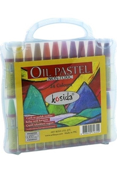 Kosida Non-Toxic Yağlı Pastel Boya Seti 24 Renk Sert Plastik Mavi Kutu Kosida Non-Toxic Yağlı Pastel Boya Seti 24 Renk Sert Plastik Mavi Kutu