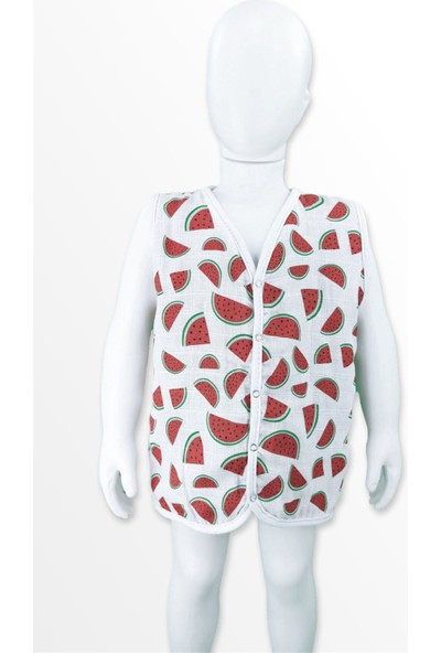 Ponçikya Organik Pamuk Müslin Yelek - Karpuzlar - 4-6 Yaş Ponçikya Organik Pamuk Müslin Yelek - Karpuzlar - 4-6 Yaş