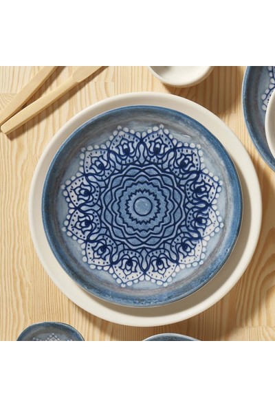 Güral Porselen Blue Voyage 21 cm Bilbao Bone Düz Tabak