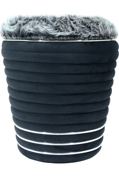 Zem Ricky Black Silver Puf-Grey Peluş Zem Ricky Black Silver Puf-Grey Peluş