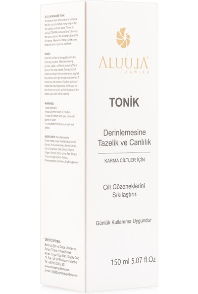 ALUULA Zawira Cilt Arındırıcı ve Sıkılaştırıcı Bakım Toniği (150 ml)