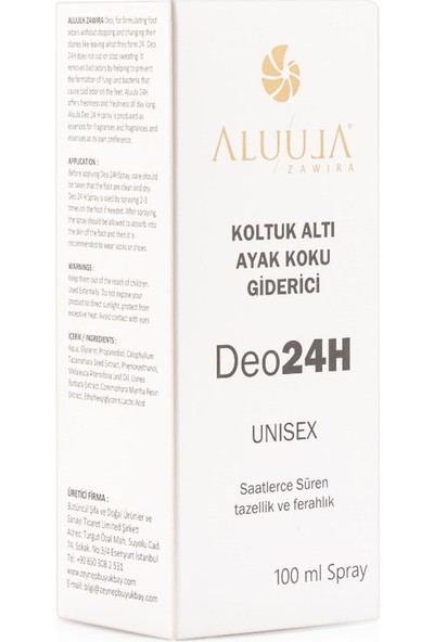 ALUULA Zawira Koltuk Altı ve Ayak Koku Giderici DEO 24H ALUULA Zawira Koltuk Altı ve Ayak Koku Giderici DEO 24H