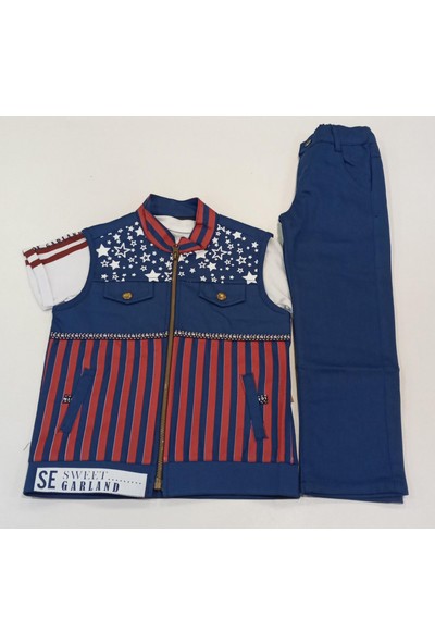 Garland Yıldız Yelek Pantolonlu Erkek Çocuk 3 Lü Takım
