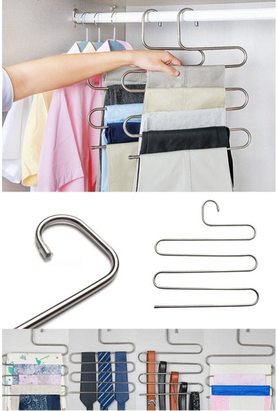 Cousins Home 5 Katlı Metal Pantolon Eşarp Askısı - Çoklu Pantolon Askısı Cousins Home 5 Katlı Metal Pantolon Eşarp Askısı - Çoklu Pantolon Askısı