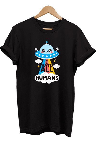 Remonz Uzaylı Baskılı Pamuk Oversize T-Shirt Büyük Beden Tişört Remonz Uzaylı Baskılı Pamuk Oversize T-Shirt Büyük Beden Tişört