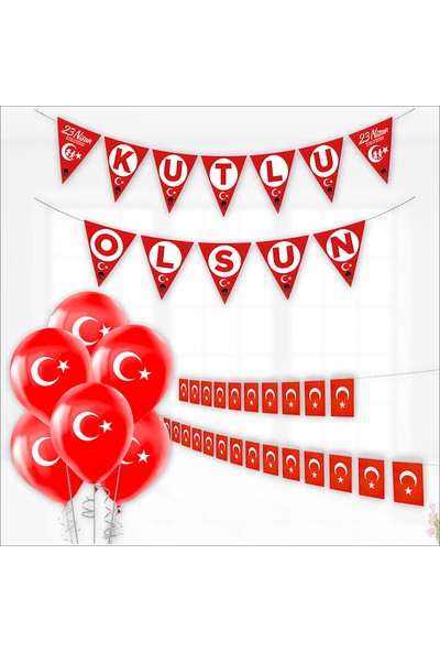 Süsle Bebek ve Parti 23 Nisan Ayyılıdız Dekor Seti - 61 Parça Süsle Bebek ve Parti 23 Nisan Ayyılıdız Dekor Seti - 61 Parça