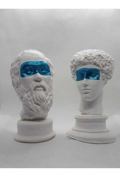 Ordo Veni Hermes Sokrates Mavi Detaylı Heykel