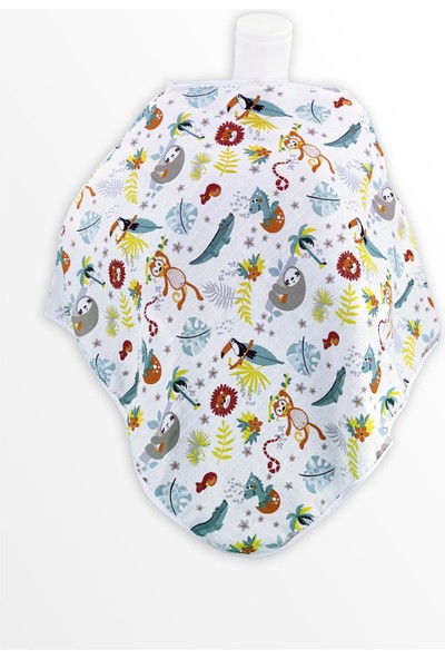 Ponçikya Pamuk Müslin Panço Emzirme Örtüsü / Önlüğü - Maymunlar Ponçikya Pamuk Müslin Panço Emzirme Örtüsü / Önlüğü - Maymunlar