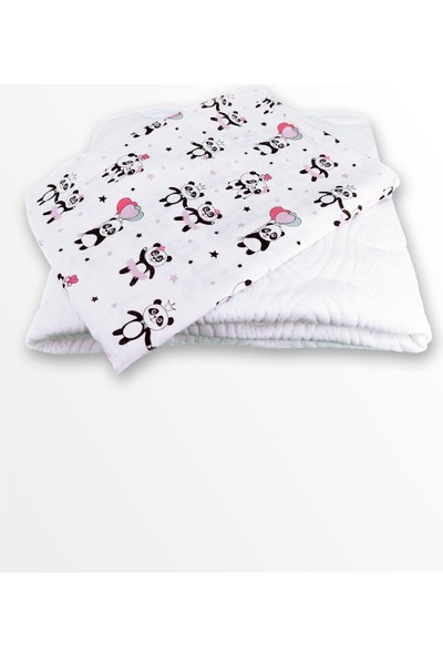 Ponçikya Pamuk Müslin Bebek Yorganı - Pembe Panda 75X100 cm Ponçikya Pamuk Müslin Bebek Yorganı - Pembe Panda 75X100 cm