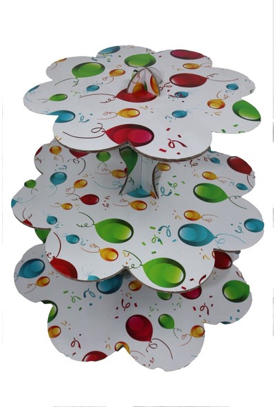 Roll-Up Roll Up 3 Katlı Kek Standı Balon Desenli Roll-Up Roll Up 3 Katlı Kek Standı Balon Desenli