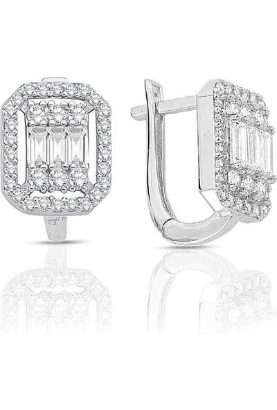 Lilarote Baget Küpe Beyaz Altın 14 Ayar