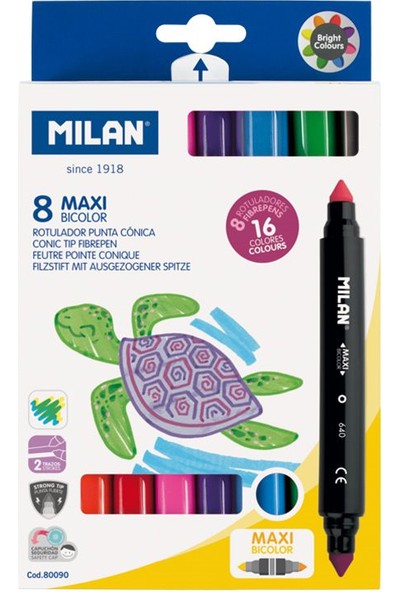 Mılan 80090 Maxı Çift Uçlu Jumbo Keçeli Kalem 8li Mılan 80090 Maxı Çift Uçlu Jumbo Keçeli Kalem 8li