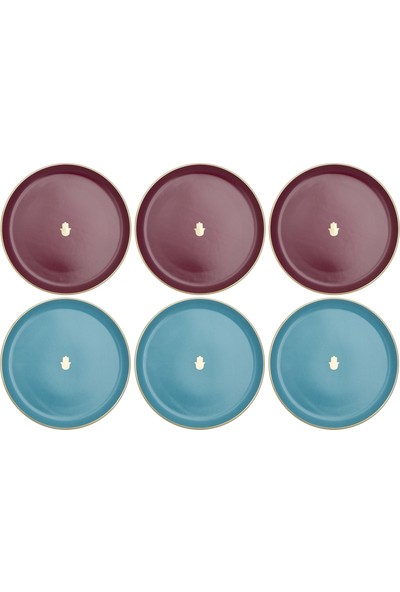 Porland Glamorous Fuşya Turkuaz Pasta Tabağı 20 cm 6 Parça Porland Glamorous Fuşya Turkuaz Pasta Tabağı 20 cm 6 Parça