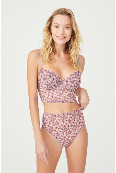 Cansoy Carmen Çiçek Korse Vizon Sütyen Takımı