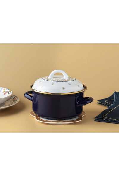 English Home Ethnic Lines Emaye Tencere 16 cm Indigo English Home Ethnic Lines Emaye Tencere 16 cm Indigo