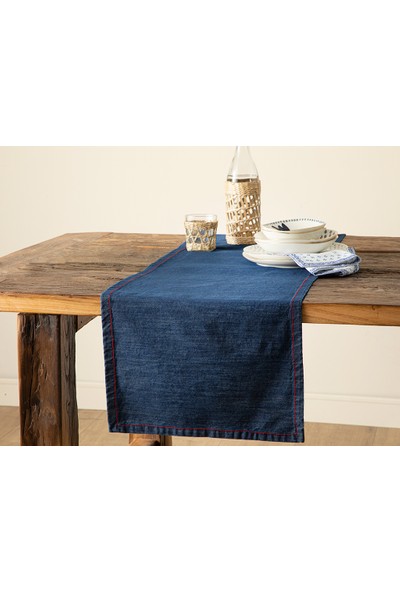 English Home Denim Pamuk Runner 40 x 140 cm Lacivert English Home Denim Pamuk Runner 40 x 140 cm Lacivert