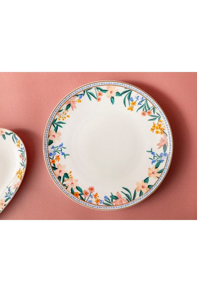 English Home Flower Spree Porselen Servis Tabağı 25 cm Beyaz English Home Flower Spree Porselen Servis Tabağı 25 cm Beyaz