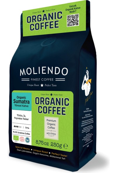 Moliendo Organic Indonesia Sumatra Yöresel Kahve 250 gr. (Çekirdek) Moliendo Organic Indonesia Sumatra Yöresel Kahve 250 gr. (Çekirdek)