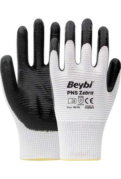 Beybi Istanbulinoks Beybi Pn5 Zebra Beyaz Nitril Eldiven- 6 Çift