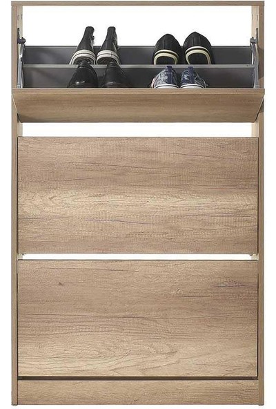 adore mobilya Flat Duo Üç Katlı Geniş Ayakkabılık Dolabı - Tori