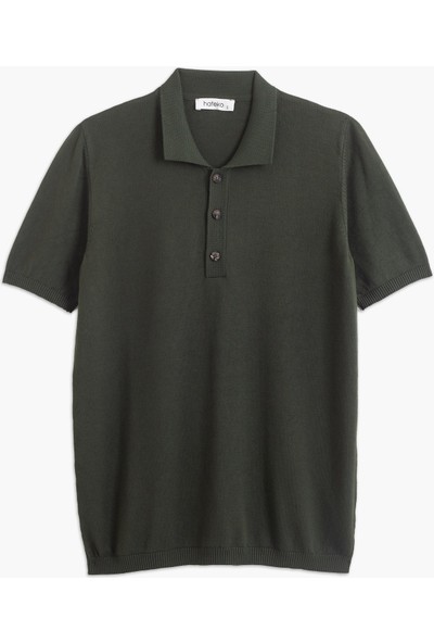 Hateko Erkek Haki Viskon Triko Polo Yaka Tişört