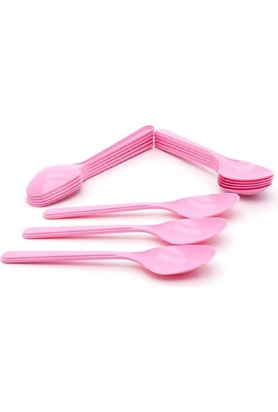 Piyop Pembe Plastik Lüks Kaşık 25 Adet