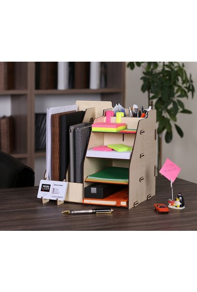 Çetin Shop Evrak Rafı Pratik Masa Üstü Düzenleyici Ahşap Organizer