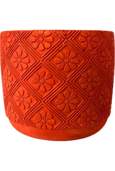 Hediye Vitrini Beton Saksı Turuncu Otantik Saksı Çiçek Desenli Büyük Boy Saksı 13 cm Hediye Vitrini Beton Saksı Turuncu Otantik Saksı Çiçek Desenli Büyük Boy Saksı 13 cm
