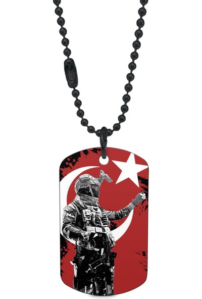 Astak Türk Askeri Siyah Renk Kolye DFT5447