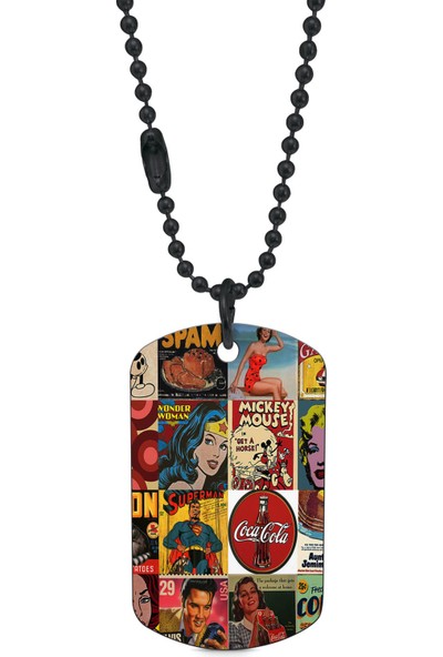 Astak Pop Art Siyah Renk Kolye DFT3293