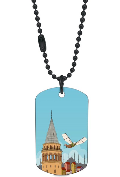 Astak Hazarfen Ahmed Çelebi Siyah Renk Kolye DFT5704