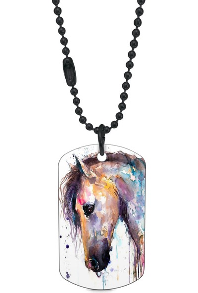 Astak Atlar Siyah Renk Kolye DFT3585